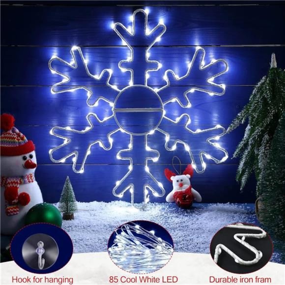 Holiday | 1 Pack 2 Christmas Window Lighted Large Snowflake Light 12 ...